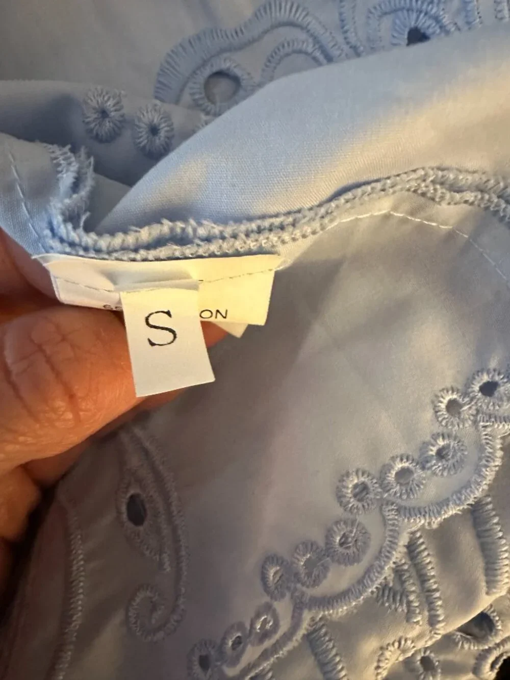 Source Unknown | Tops | Pastel Blue Eyelet Embroidered Tie Front Vest ...